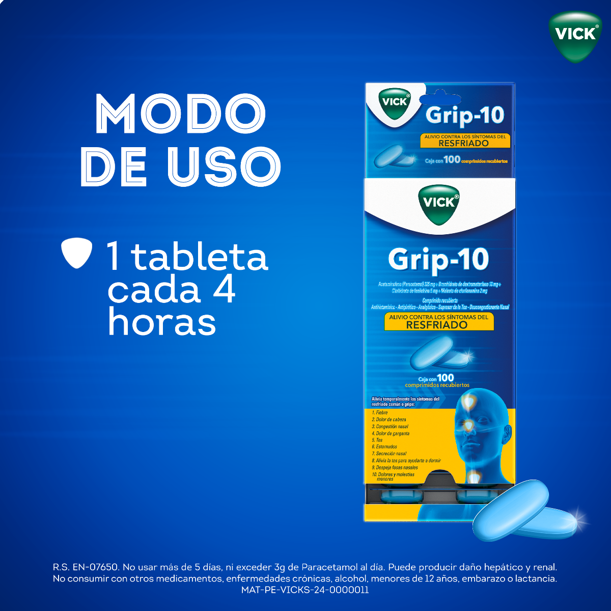 Vick Grip10 - Blíster 4 UN - Cuidando a las familias peruanas